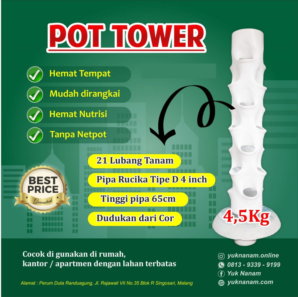 Pot Tower 21 Lubang Tanam Tinggi 65 cm | Yuk Nanam